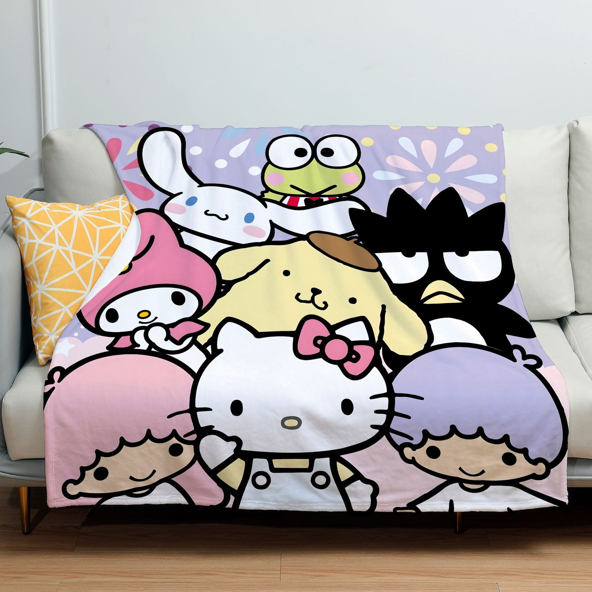 Hello Kittys Cartoon Blanket Kawaii Sanrioed Kuromi Purin Plushie ...