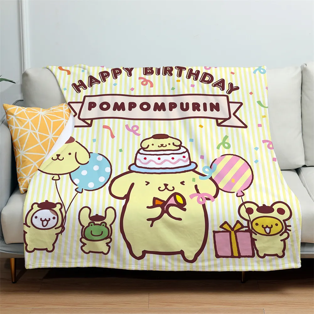 Hello Kittys Cartoon Blanket Kawaii Sanrioed Kuromi Purin Plushie ...