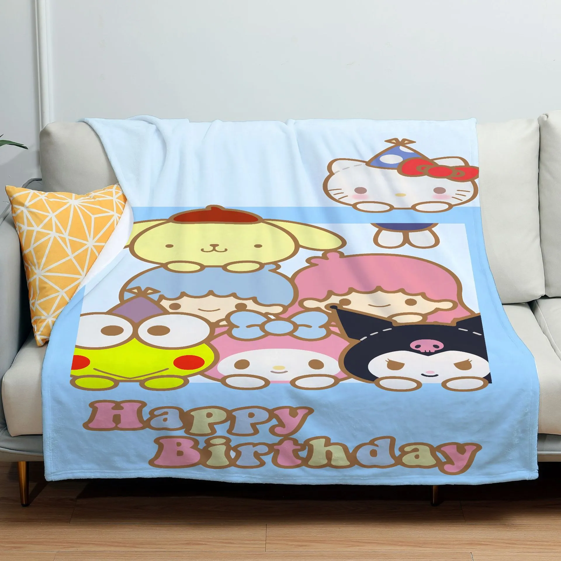 Hello Kittys Cartoon Blanket Kawaii Sanrioed Kuromi Purin Plushie ...