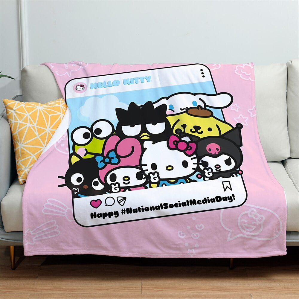 Hello Kittys Cartoon Blanket Kawaii Sanrioed Kuromi Purin Plushie ...