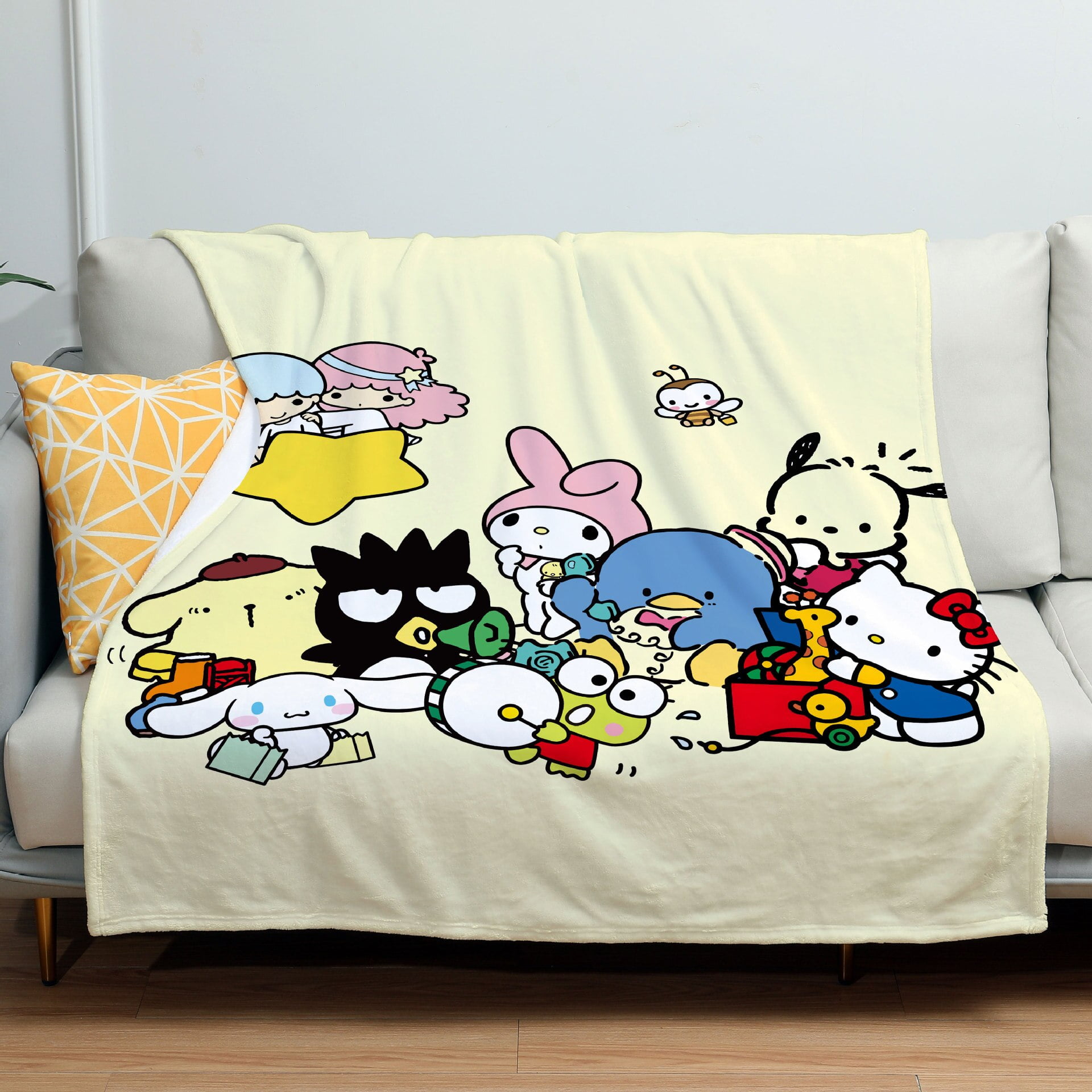 Hello Kittys Cartoon Blanket Kawaii Sanrioed Kuromi Purin Plushie ...
