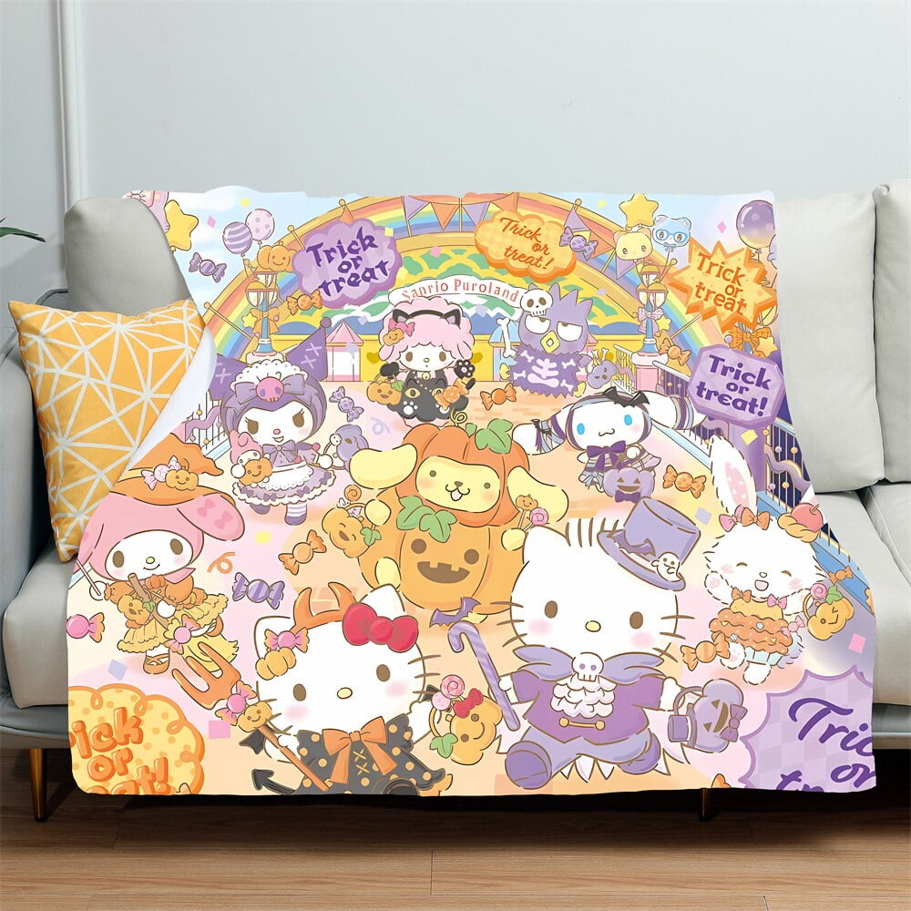 Hello Kittys Cartoon Blanket Kawaii Sanrioed Kuromi Purin Plushie ...