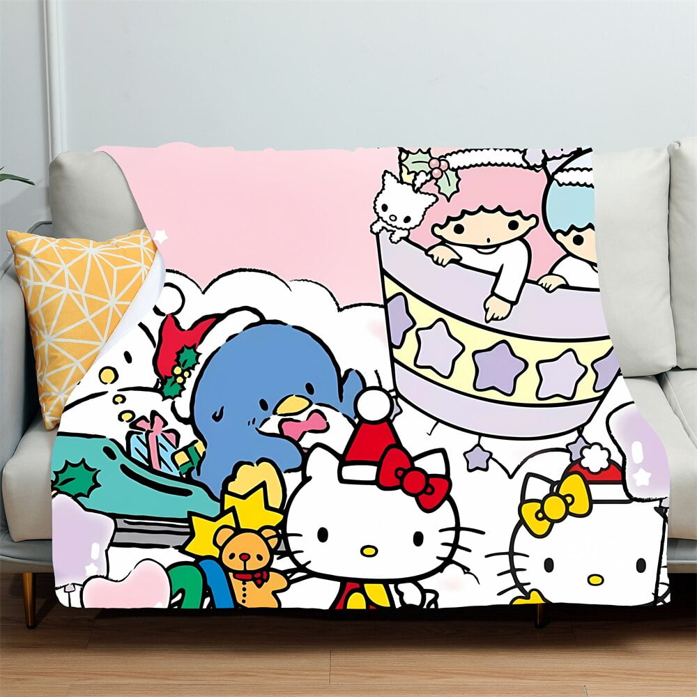 Hello Kittys Cartoon Blanket Kawaii Sanrioed Kuromi Purin Plushie ...