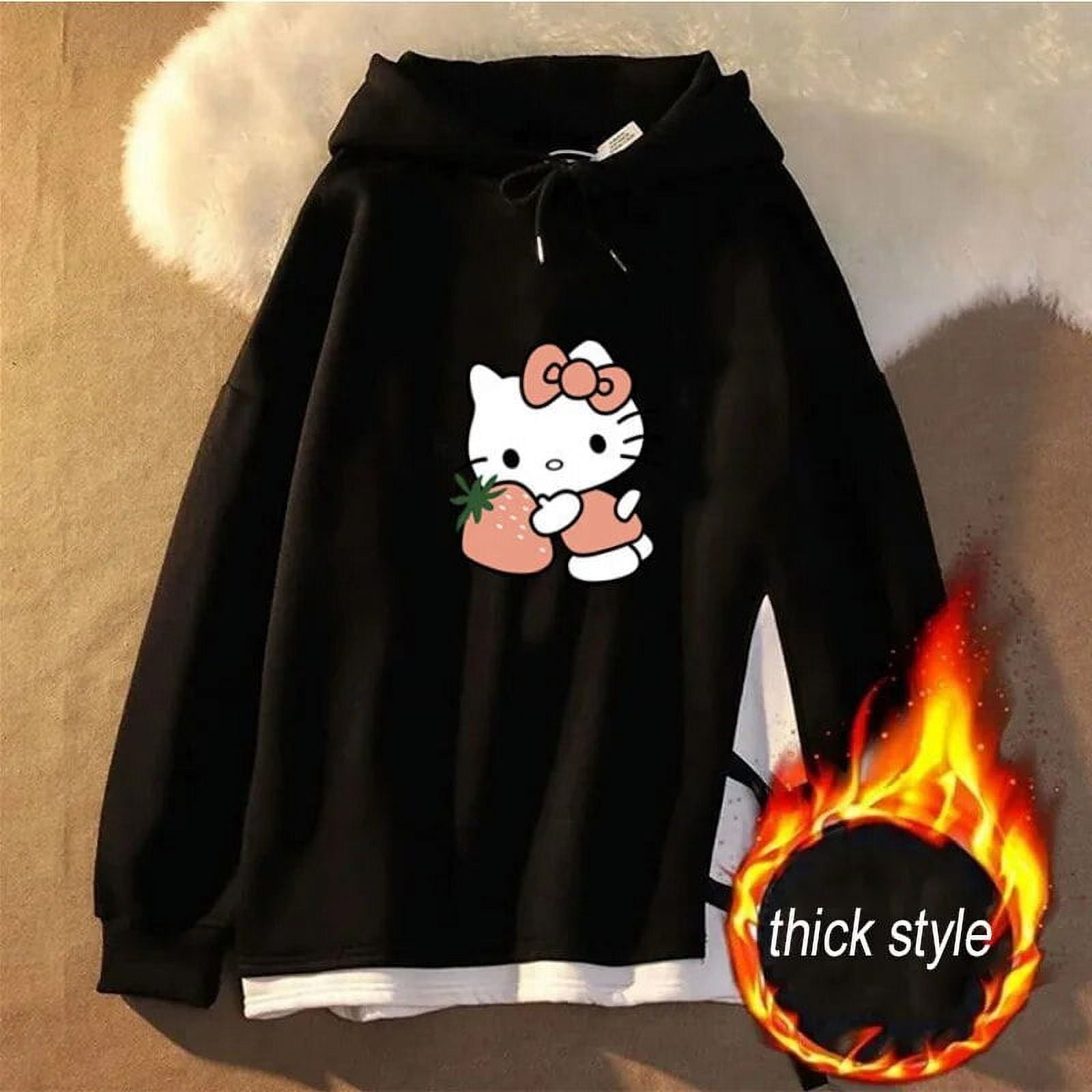 Hello Kittys Kawaii Sanrios Hoodie Fake Two Harajuku Style Fall/ Winter ...
