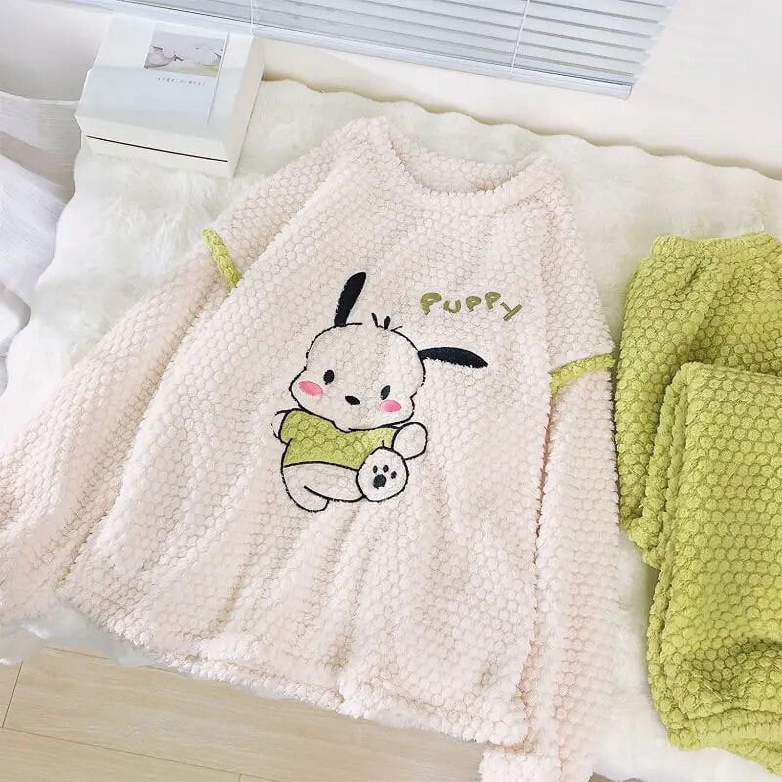 Hello Kittys Sanrio Coral Velvet Pajamas Woman Kawaii Pochacco Anime ...