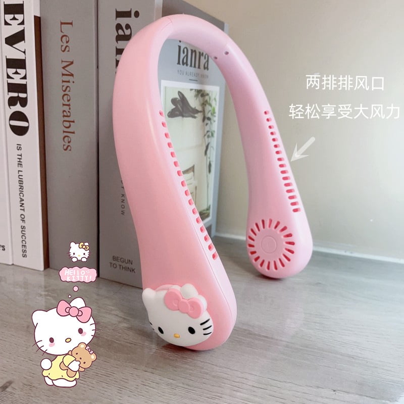 Hello Kittys Sanrio Hanging Neck fan My Melody Kuromi Cartoon Cute ...