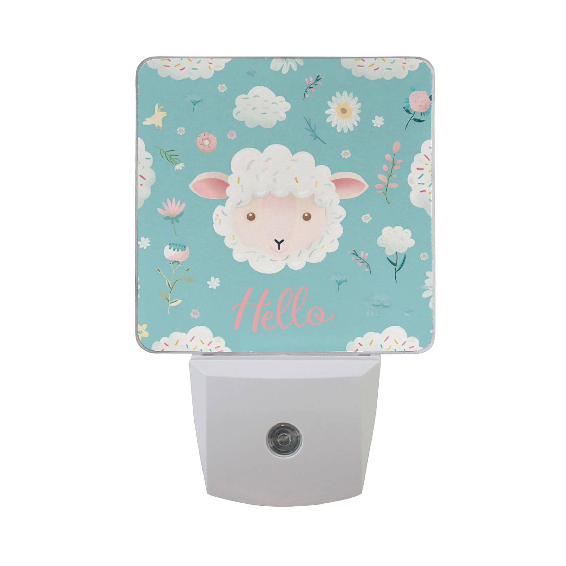 Hello Lamb Face Night Light 2 Pack LED Nightlight Plug into Wall Dusk ...
