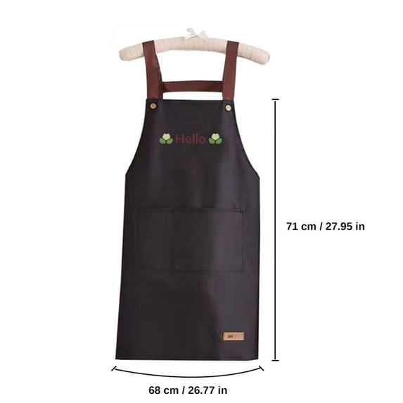Hello Letter Printed Waterproof Apron Kitchen Cooking Home Large Pocket ...