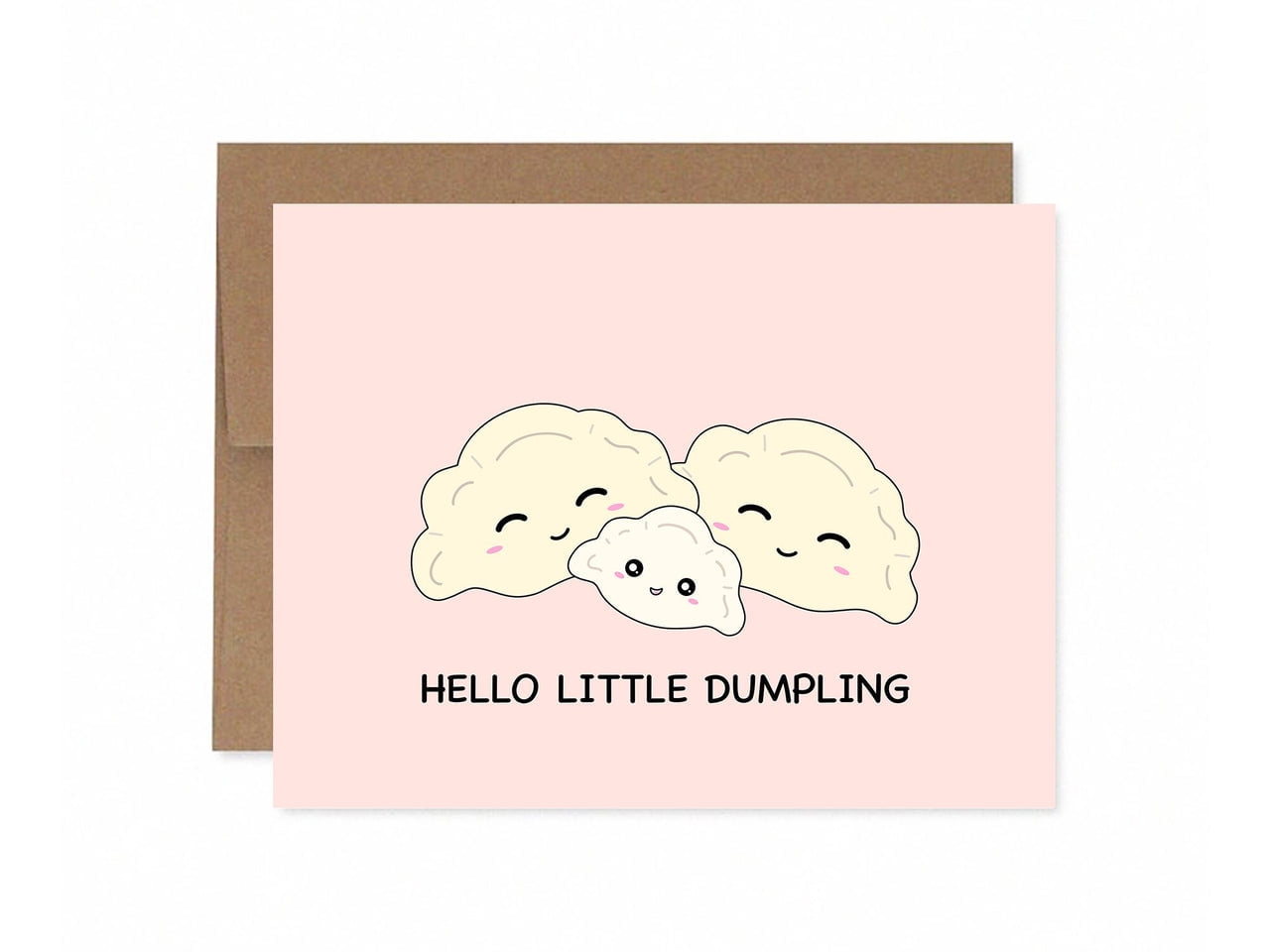 Hello Little Dumpling Card – Cute Dumpling Illustration – Blank Inside ...