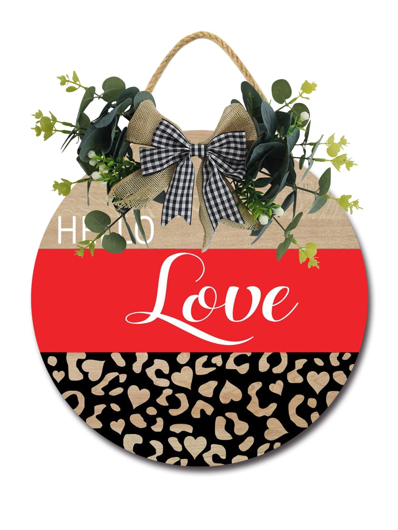 Hello Love Front Door Sign Funny Wreaths Hanging Wooden Plaque ...