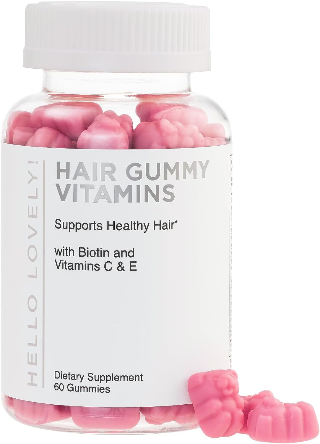 Hello Lovely! Hair Vitamins Gummies with Biotin 5000 mcg Vitamin E & C ...