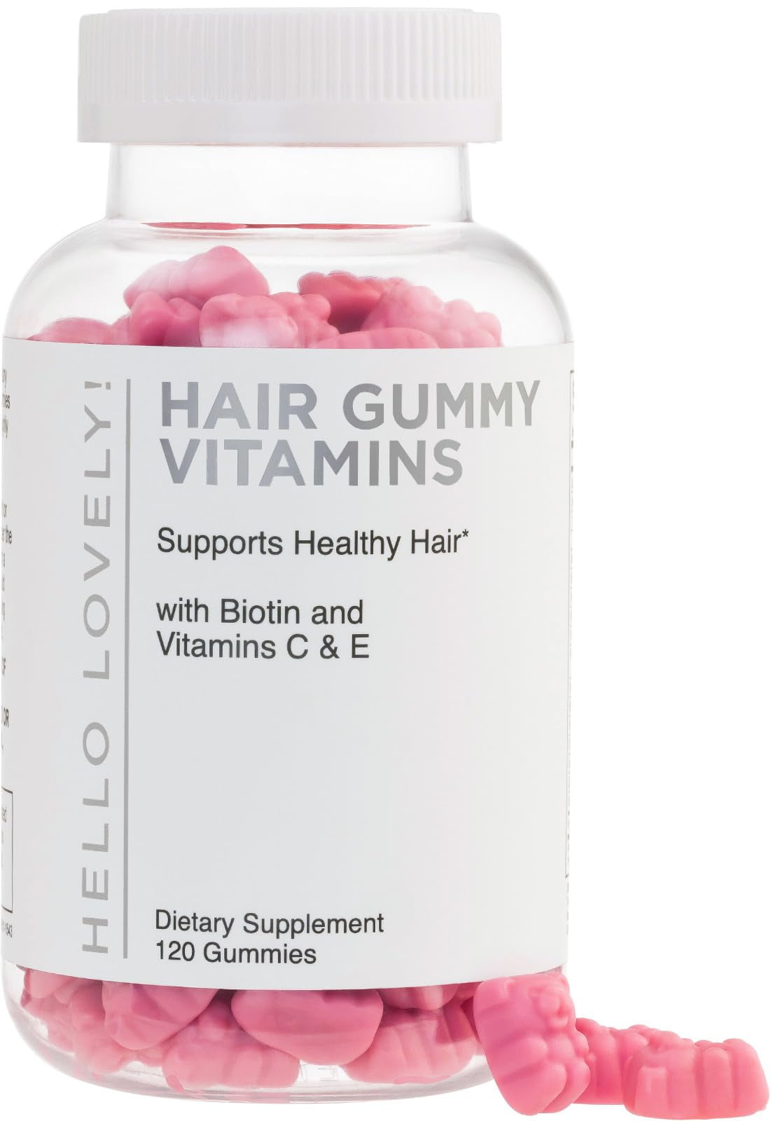 Hello Lovely Hair Vitamins Gummies, Biotin 5000 mcg, Vitamin E and C ...