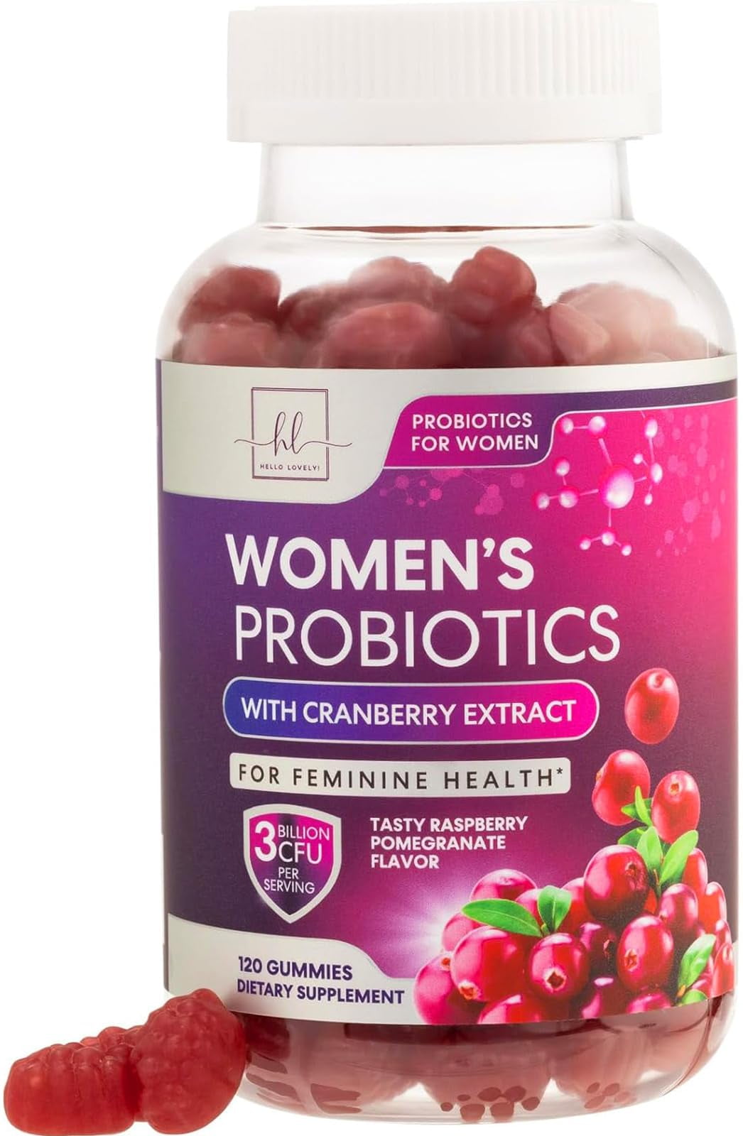 Hello Lovely! Probiotics for Women - Womens Probiotic Gummy w/Cranberry ...