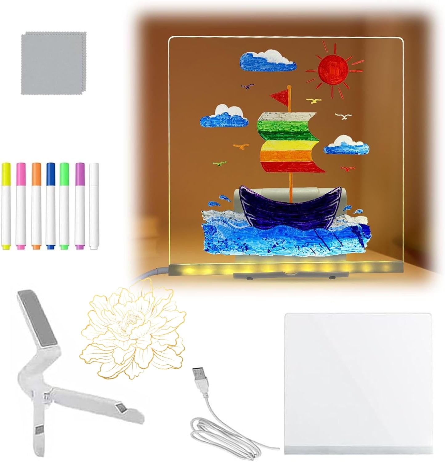Hello MagicBoard - LED Drawing Board for Kids, Acrylic Note Board ...