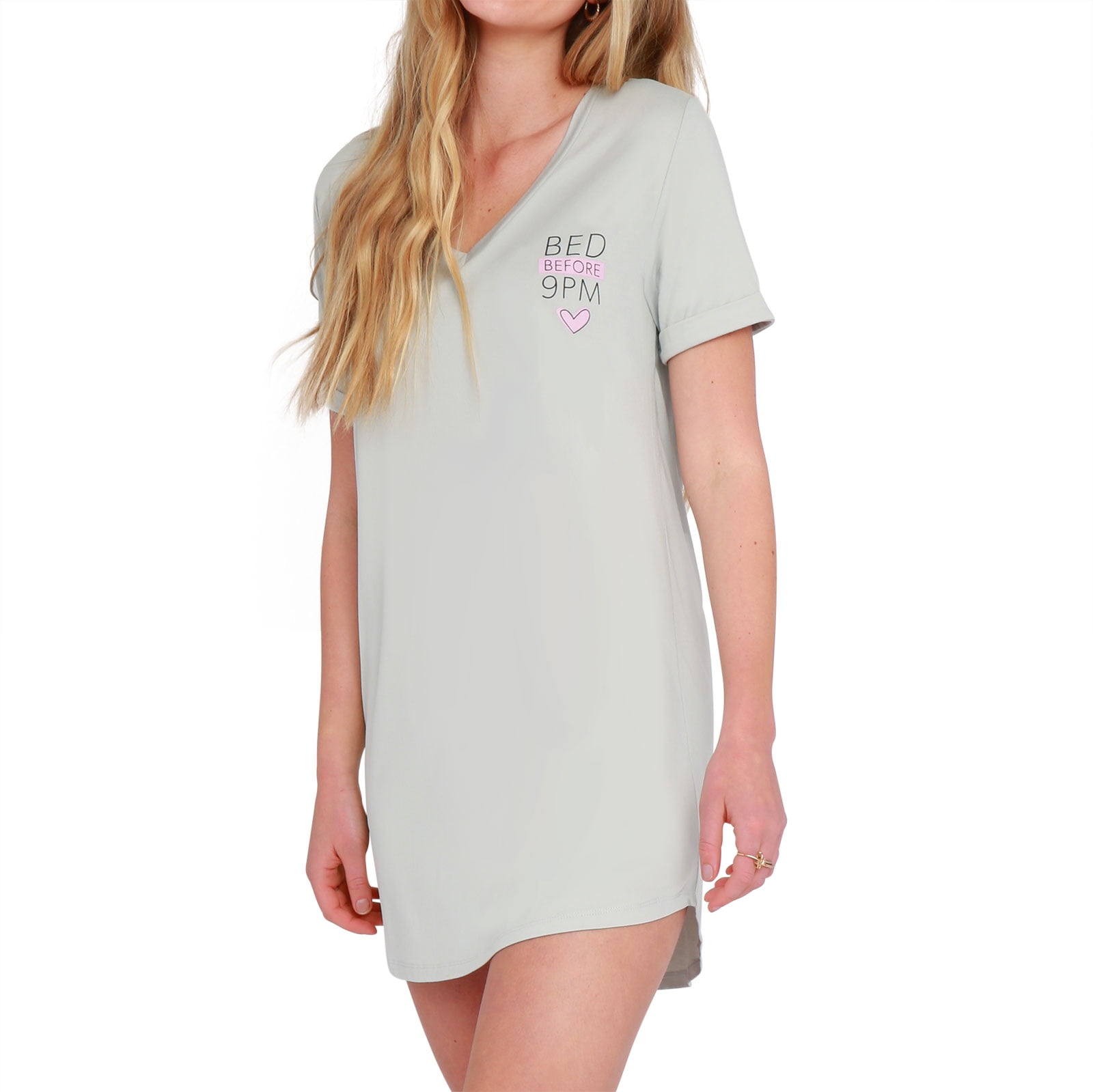 Hello Mello Let Me Sleep Lounge Sleepshirt V-Neck Short Sleeve ...