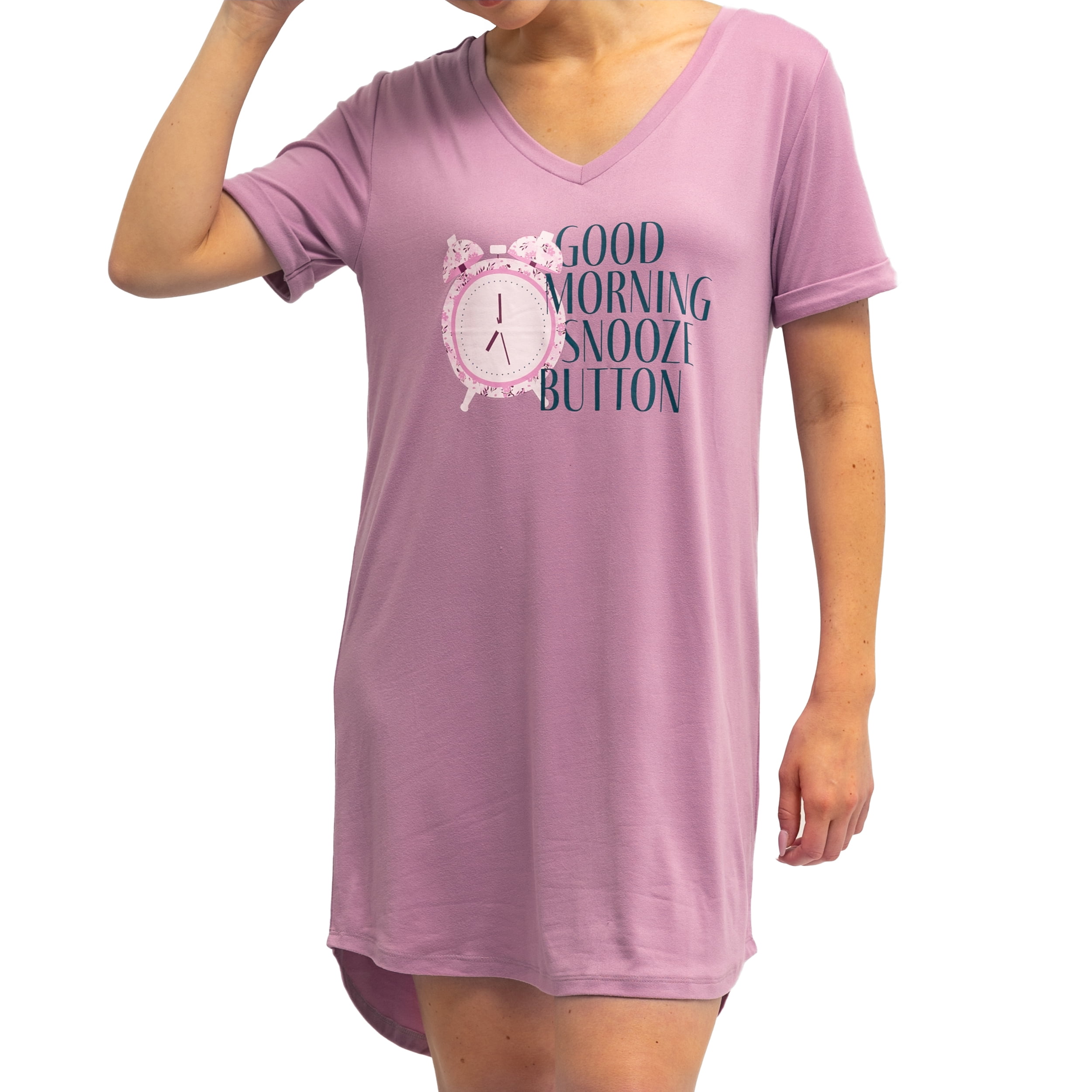 Hello Mello Let Me Sleep Lounge Sleepshirt V-Neck Short Sleeve ...