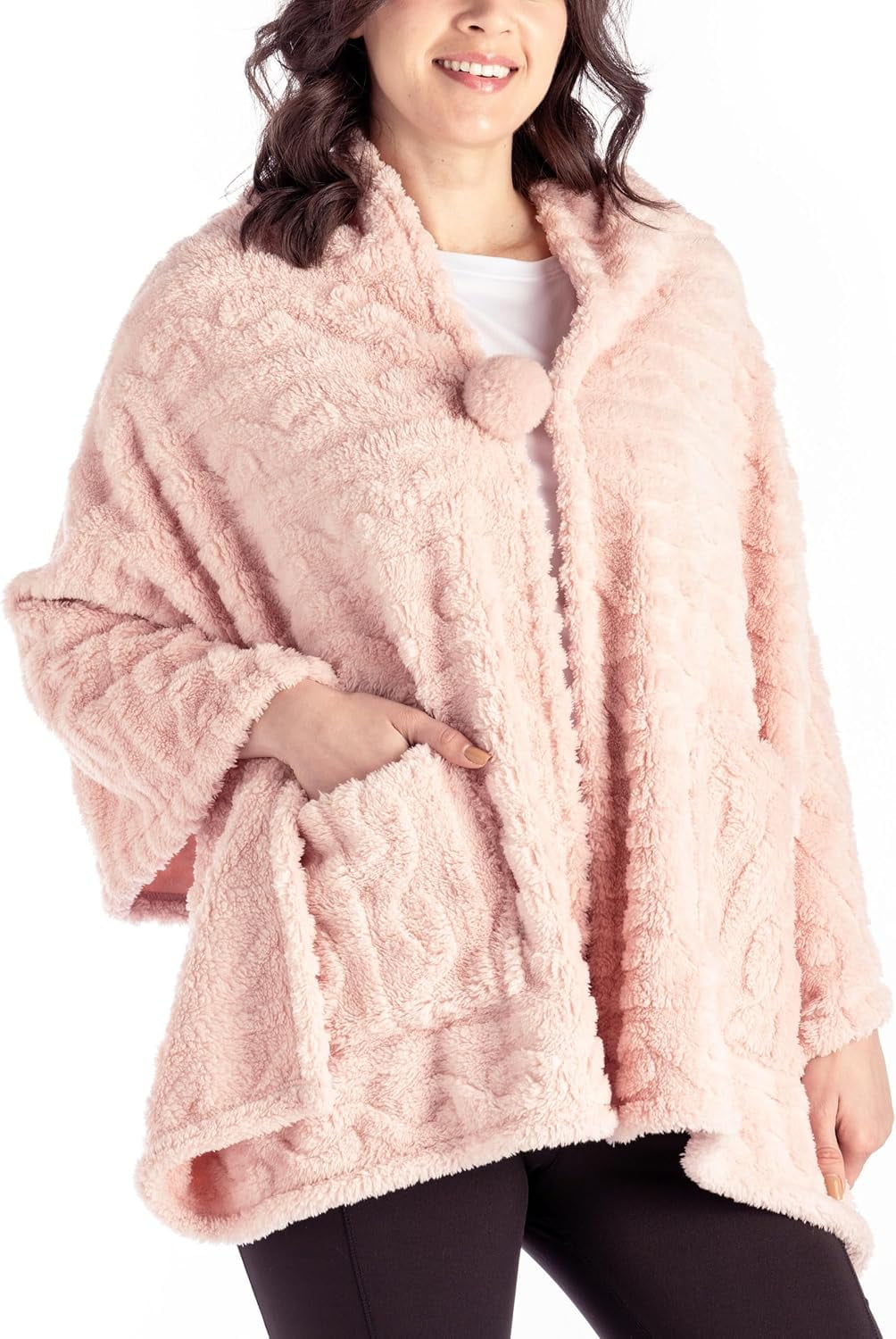 Hello Mello The Coziest Blanket Wrap Plush Poncho - Walmart.com
