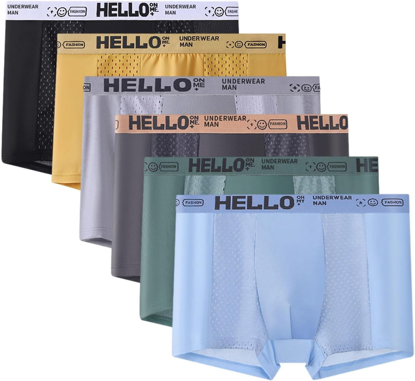 Hello Mesh Mens Underwear,Low Rise Boxer Briefs for Men,Ice Silk ...