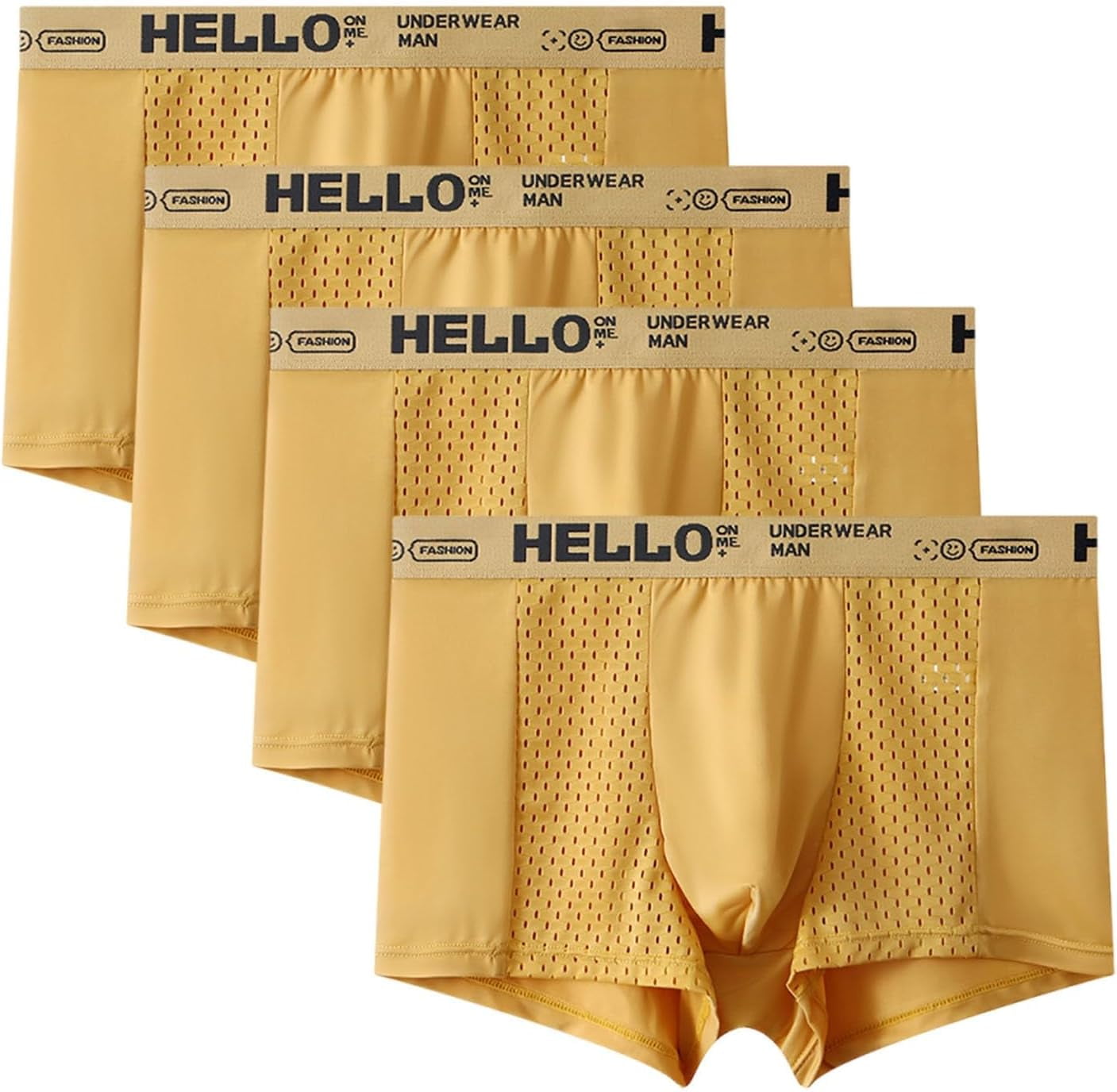 Hello Mesh Mens Underwear,Low Rise Boxer Briefs for Men,Ice Silk ...