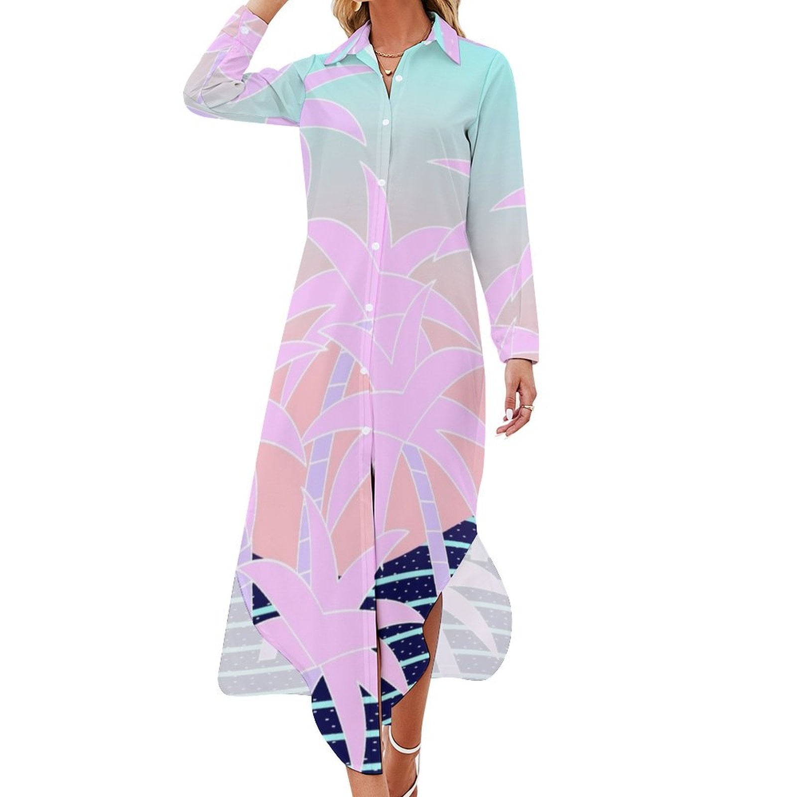 Hello Miami Moonlight Long Sleeved Shirt Dress elegant and pretty women ...