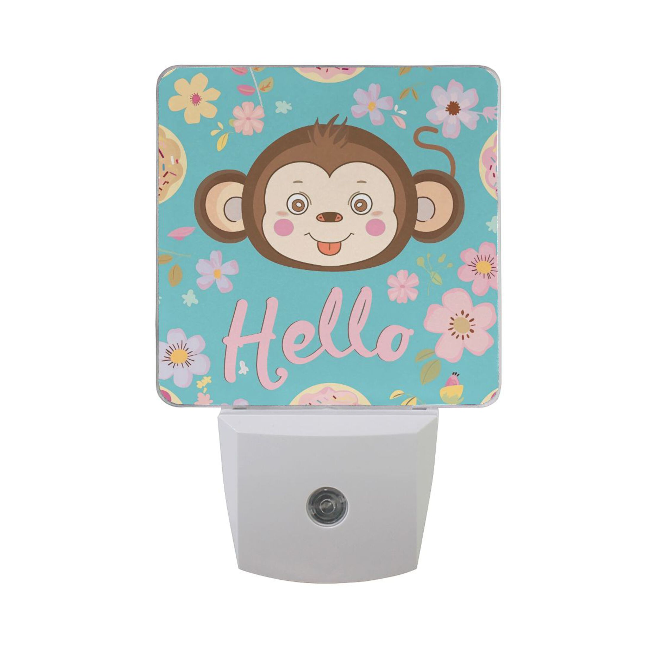 Hello Monkey Face Night Light 2 Pack LED Nightlight Plug into Wall Dusk ...