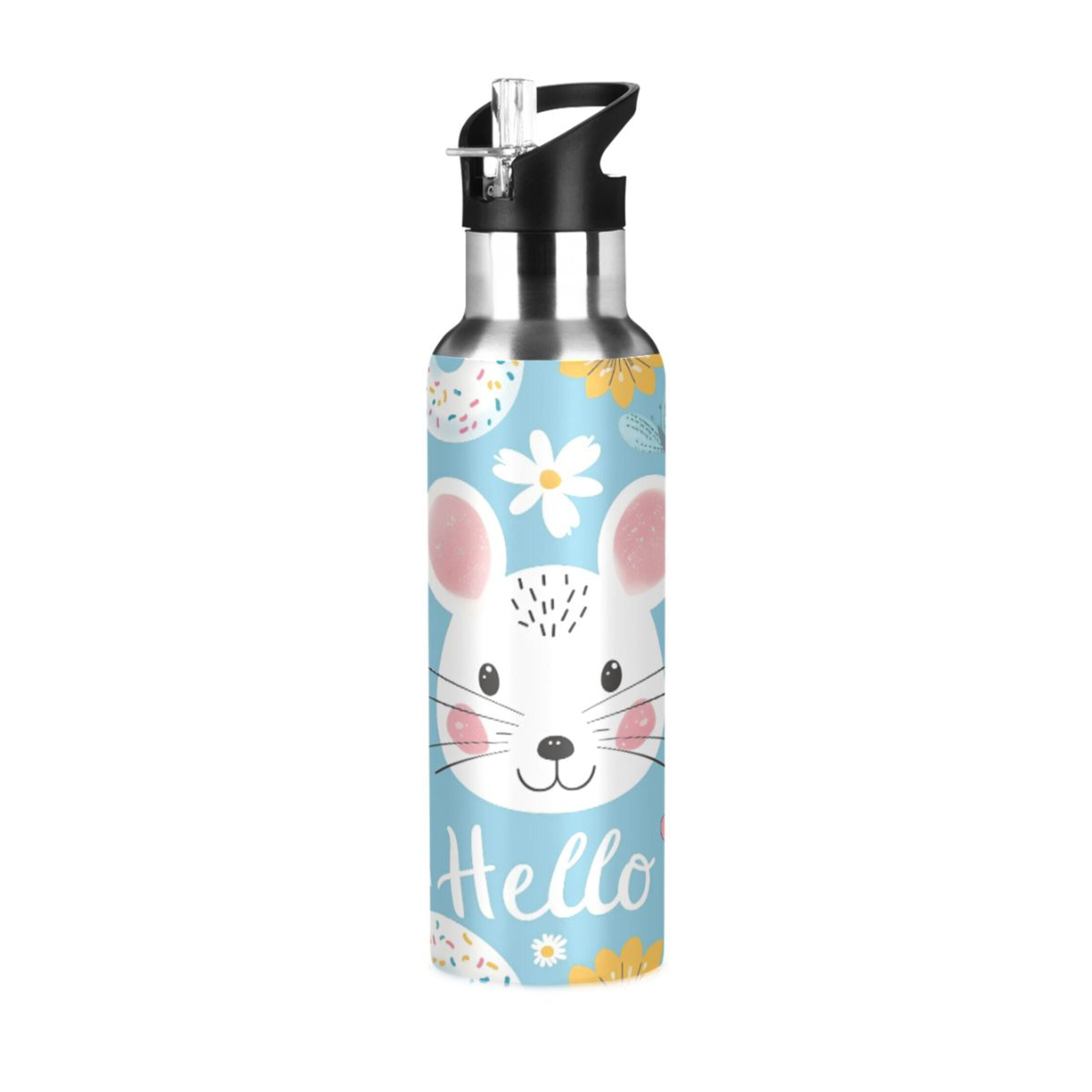 Water Bottles 20oz Straw Lid Wide Mouth Stainless Steel for School ...