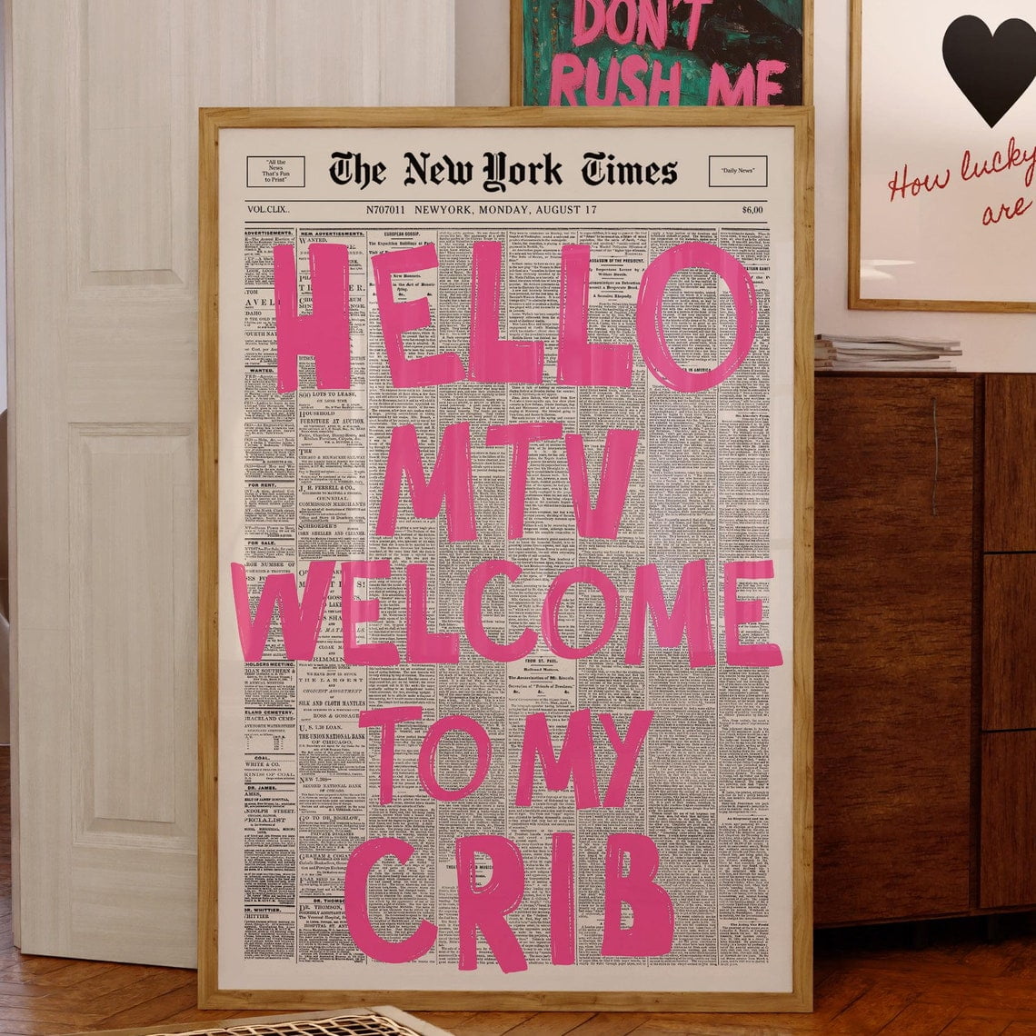 Hello Mtv Trendy Typography Print, Aesthetic Wall Art, Funny Print, Mtv ...