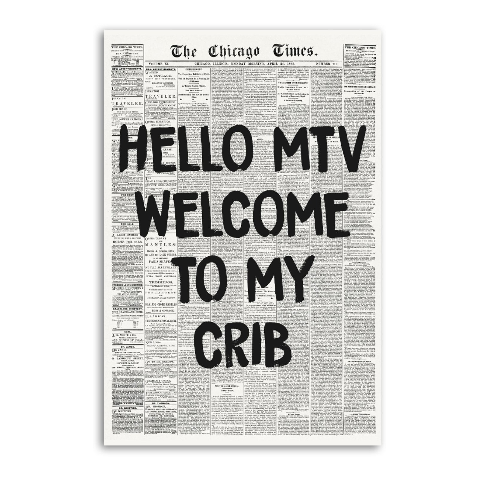 Hello Mtv Welcome To My Crib Vintage Black And White Newspaper Picture ...