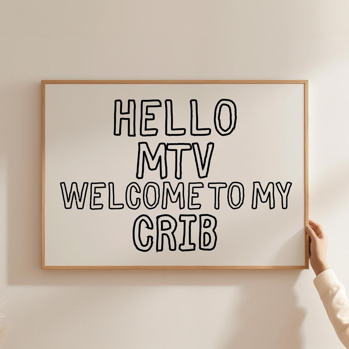 Hello Mtv Welcome To My Crib Wall Art, Retro Apartment Decor, Trendy ...