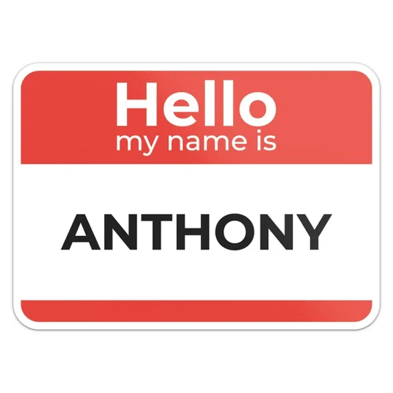 Hello My Is Anthony Sticker Phone Decal Water Bottle Stickers Car ...