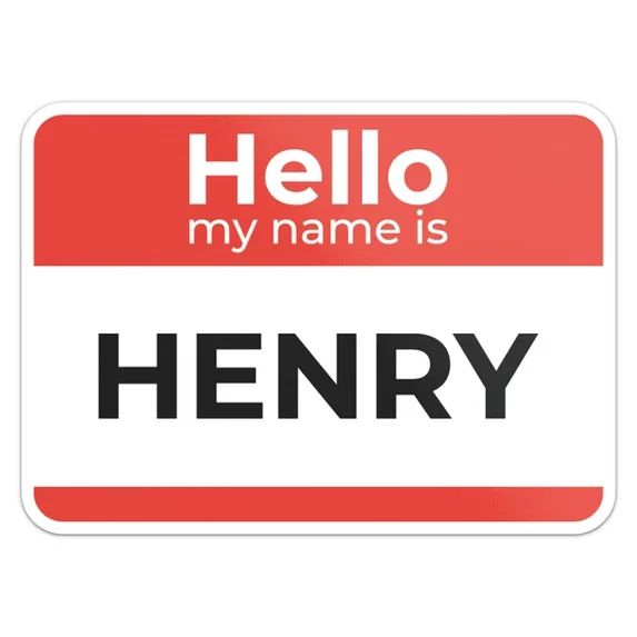 Hello My Is Henry Sticker Phone Decal Water Bottle Stickers Car Decals ...