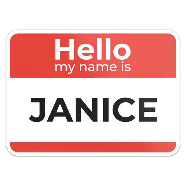 Hello My Is Janice Sticker Phone Decal Water Bottle Stickers Car Decals ...