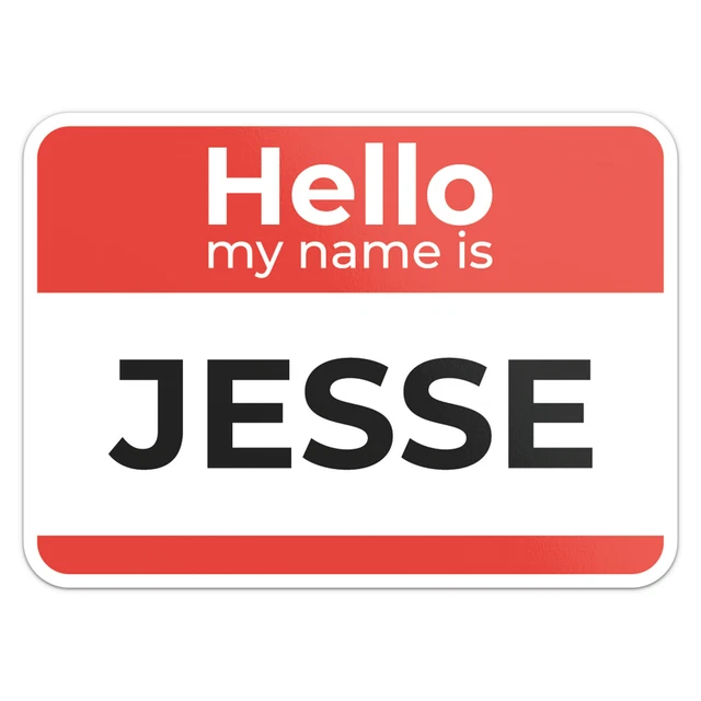 Hello My Is Jesse Sticker Phone Decal Water Bottle Stickers Car Decals ...