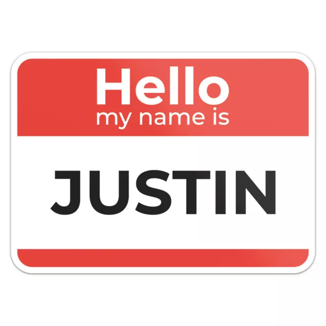 Hello My Is Justin Sticker Phone Decal Water Bottle Stickers Car Decals ...