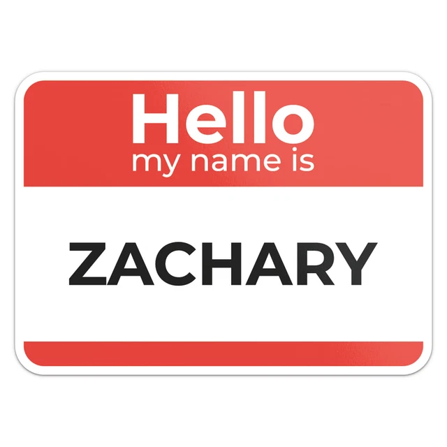 Hello My Is Zachary Sticker Phone Decal Water Bottle Stickers Car ...