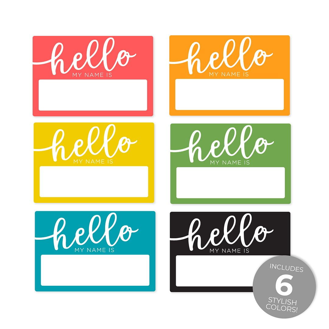 Hello My Name Is Bright Stickers, 250 Trendy Name Tags, 6 Colorful ...
