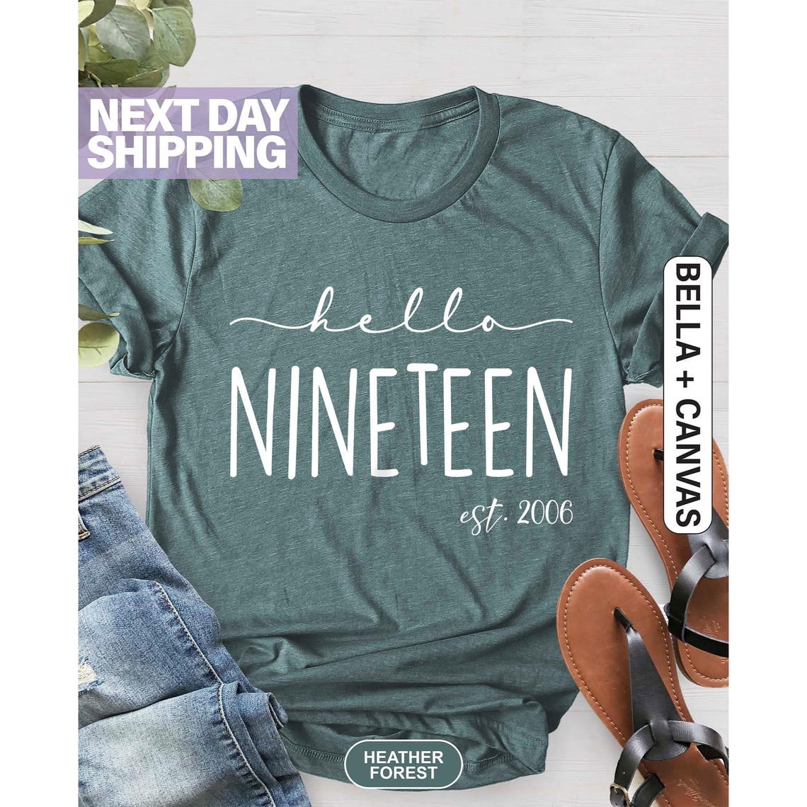 Hello Nineteen Birthday Shirt, Teenager Gifts, Turning 19 Birthday ...