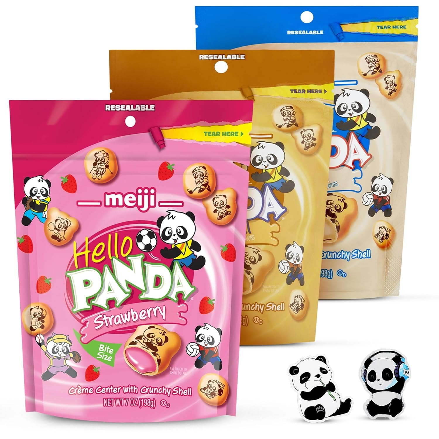 Hello Panda Cookies Variety Pack - Bundle Includes 2 Grateful Grocer Stickers, 3 7oz Hello Panda ...