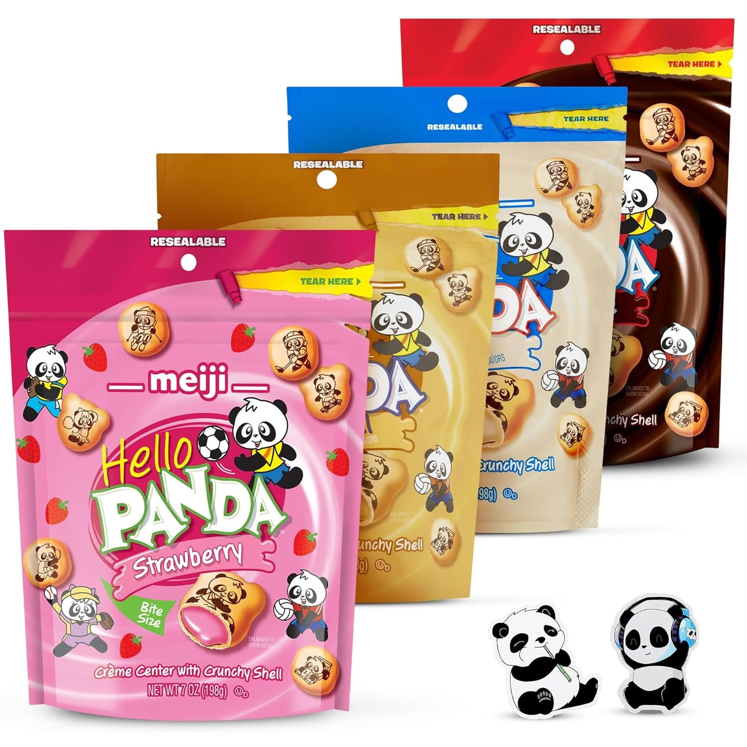 Hello Panda Cookies Variety Pack - Bundle Includes 2 Grateful Grocer Stickers, 4 7oz Hello Panda ...
