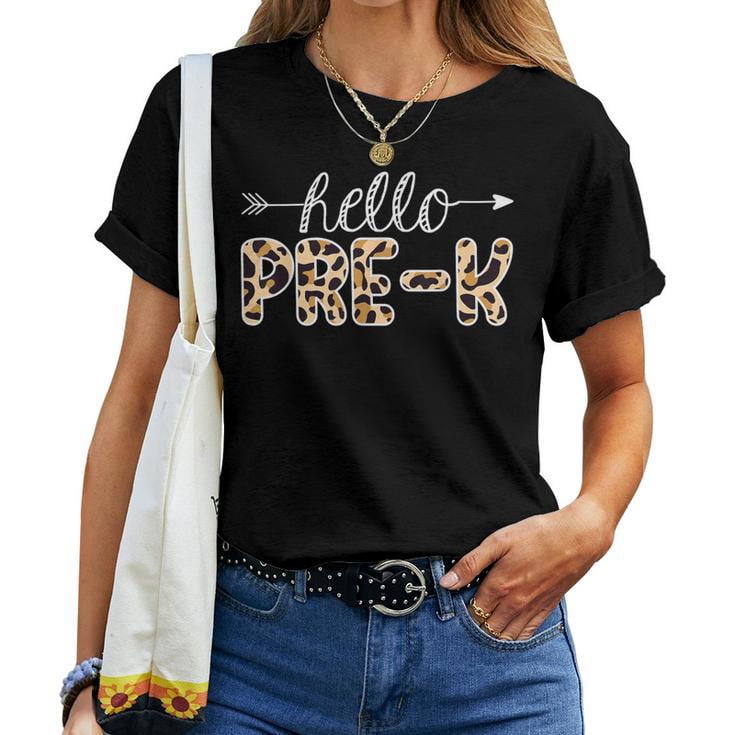 Hello Pre-K Leopard Print T-Shirt – Cute Pre-K Teacher Graphic Tee for ...