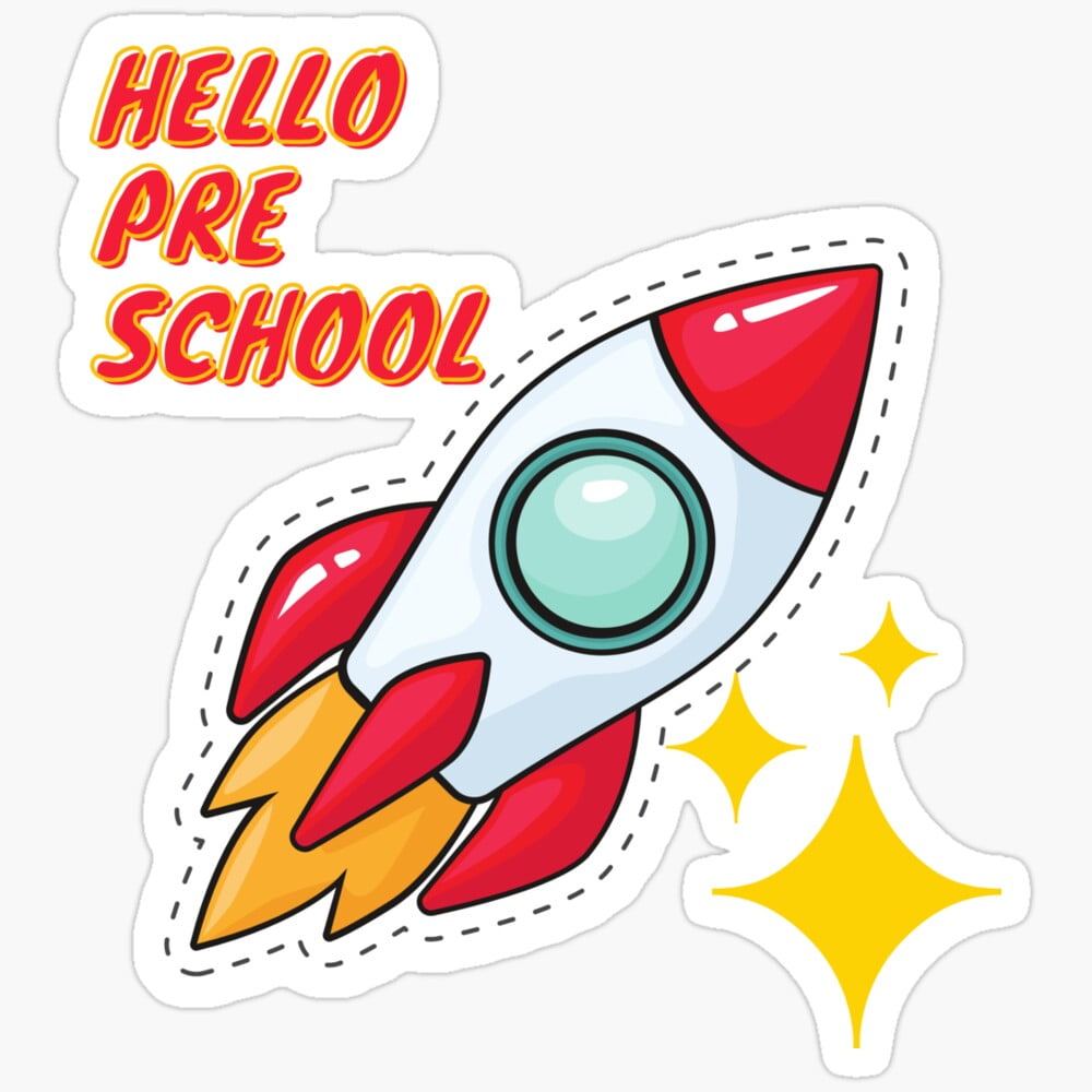 Hello Preschool Rocket - Kids Back To School Sticker Phone Decal Water ...