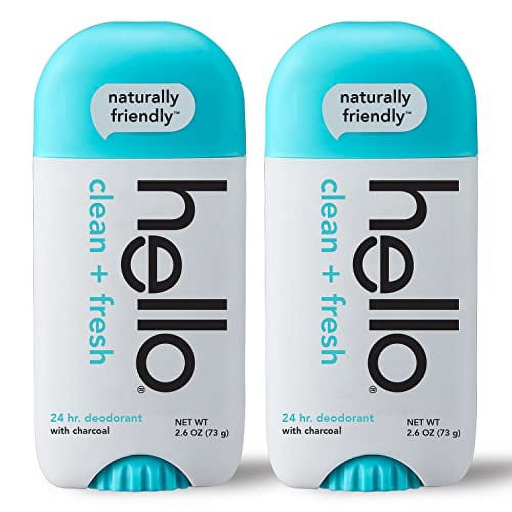 Hello Products Clean + Fresh Deodorant with Charcoal, 2.6 oz - 2 Pack ...