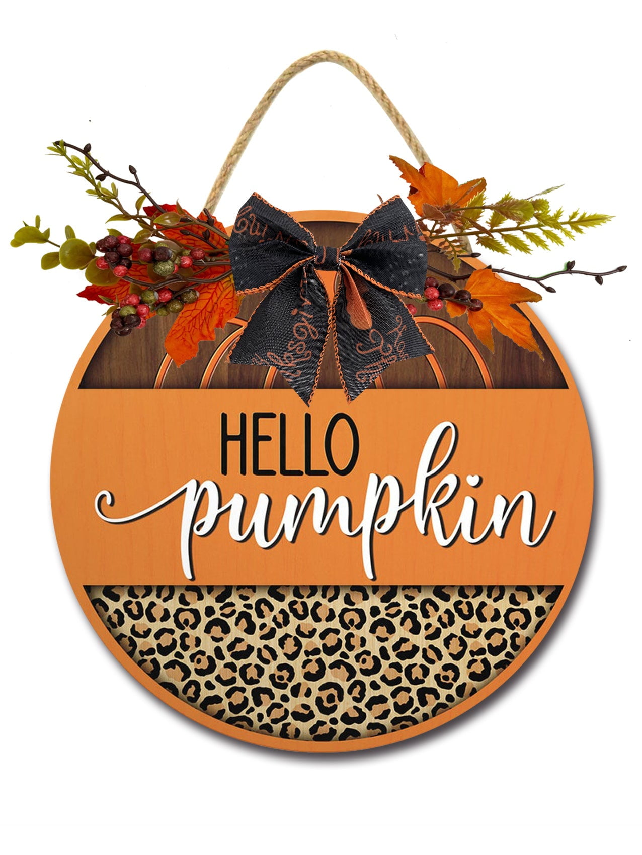 Hello Pumpkin Front Door Sign Funny Wreaths Hanging Wooden Plaque ...