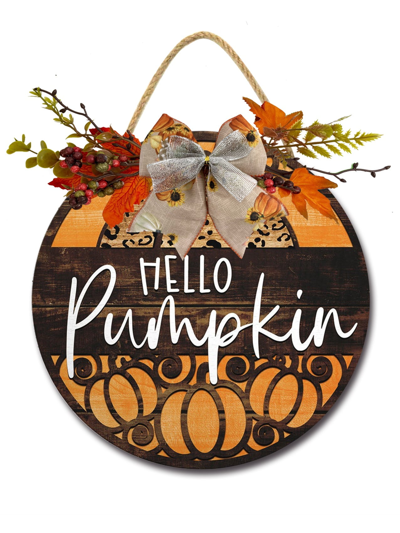 Hello Pumpkin Front Door Sign Funny Wreaths Hanging Wooden Plaque ...