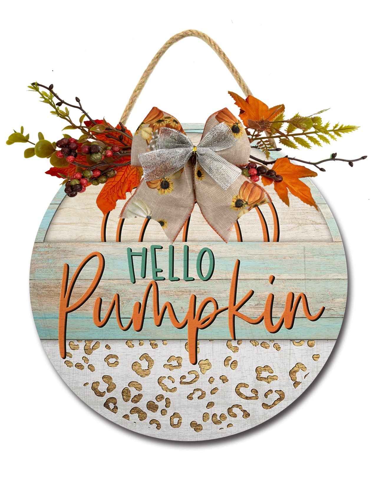 Hello Pumpkin Front Door Sign Funny Wreaths Hanging Wooden Plaque ...