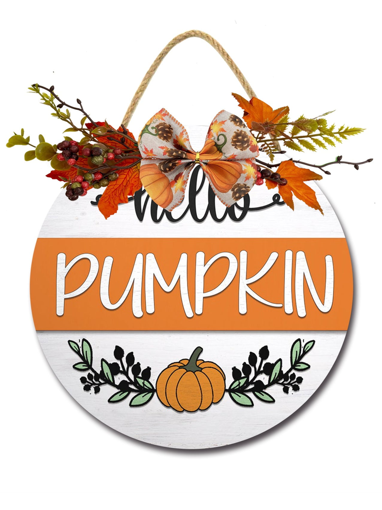 Hello Pumpkin Front Door Sign Funny Wreaths Hanging Wooden Plaque ...
