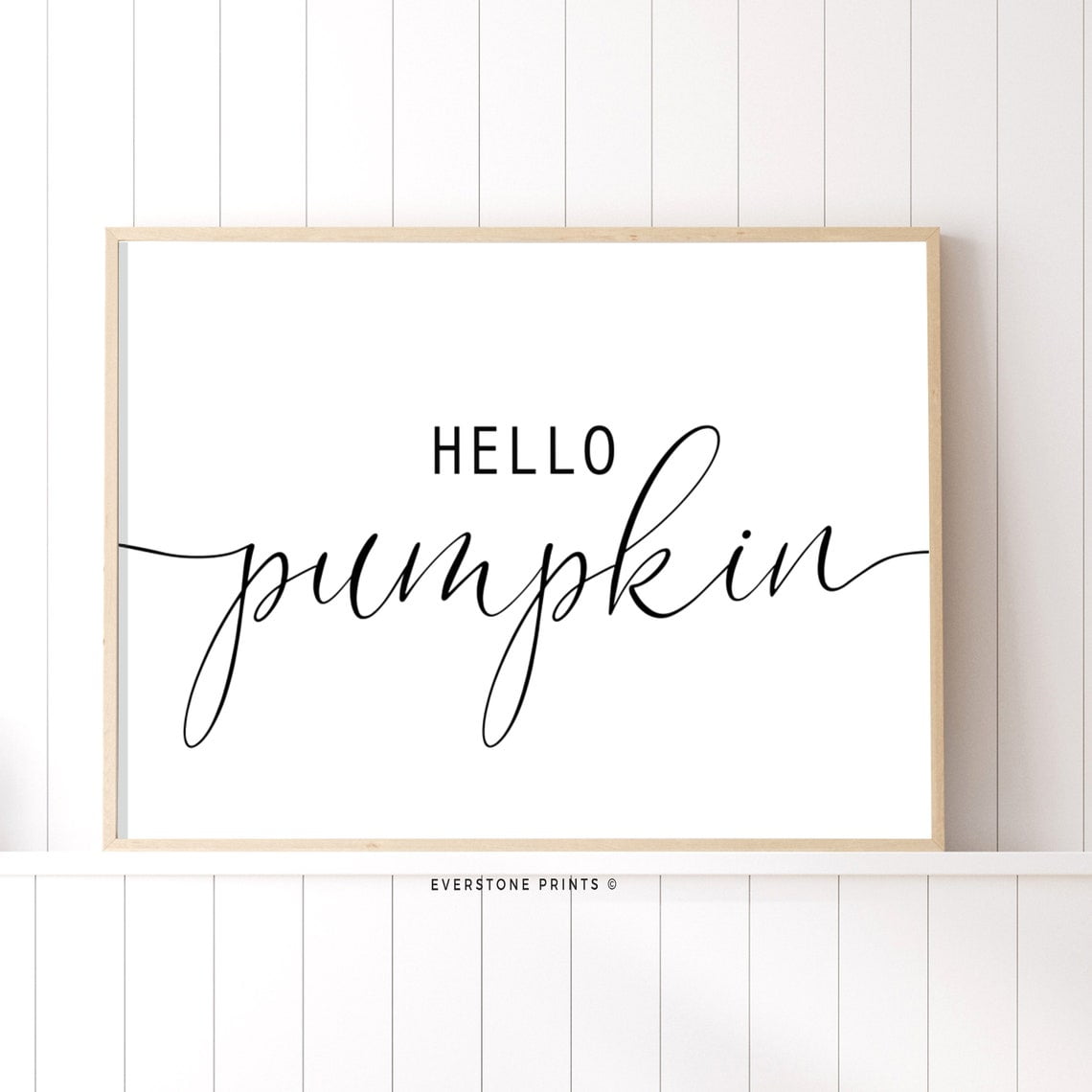 Hello Pumpkin Print, Fall Wall Decor, Farmhouse Sign Art, Fall Typography, Fall Wall Art, Rustic ...