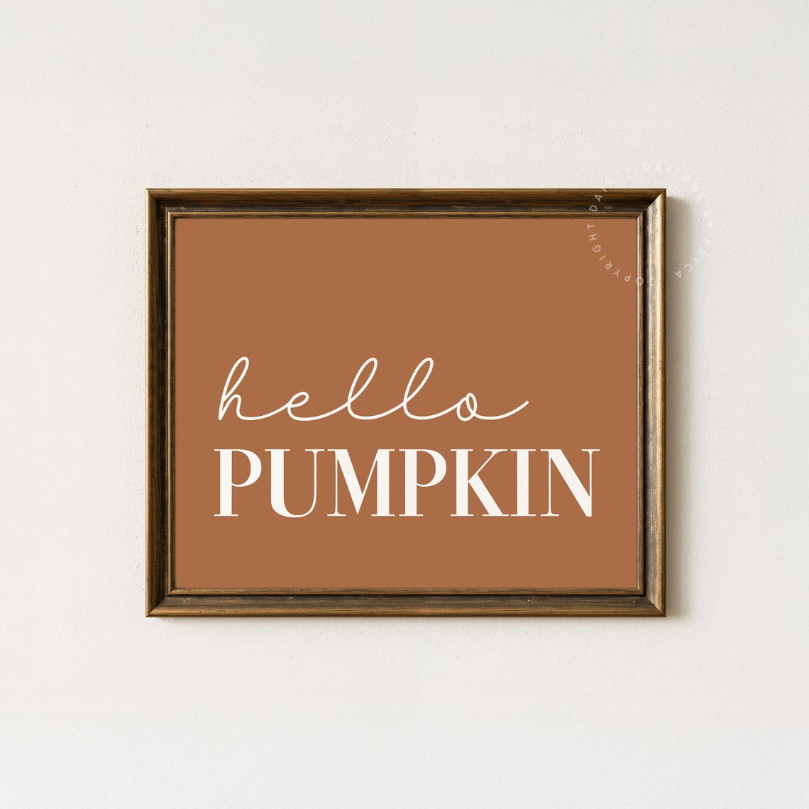 Hello Pumpkin Rust Orange Fall Wall Art, Unframed Paper Print Size ...