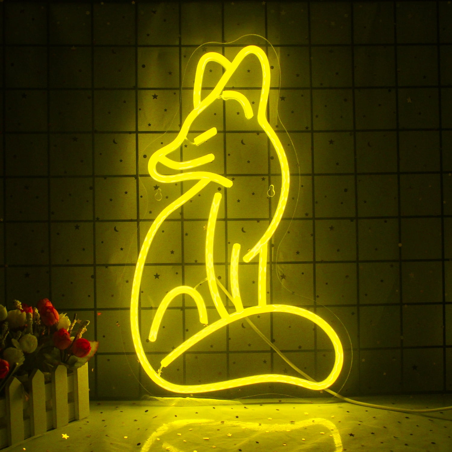 Hello Rosa Fox LED Neon Light Signs USB Power for Home Bedroom Store ...