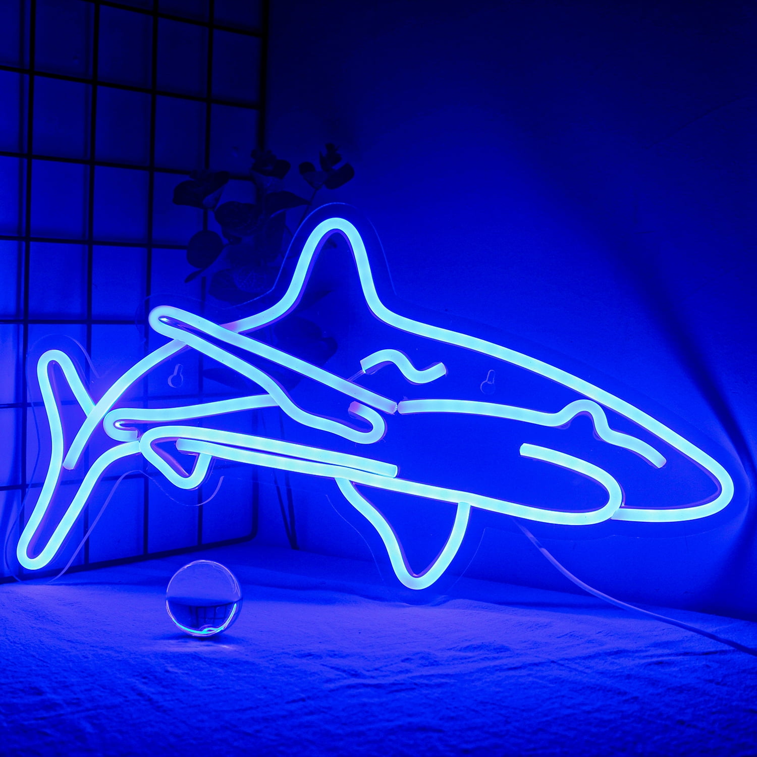 Hello Rosa Shark LED Neon Light, USB Powered Wall Art for Home, Bedroom ...